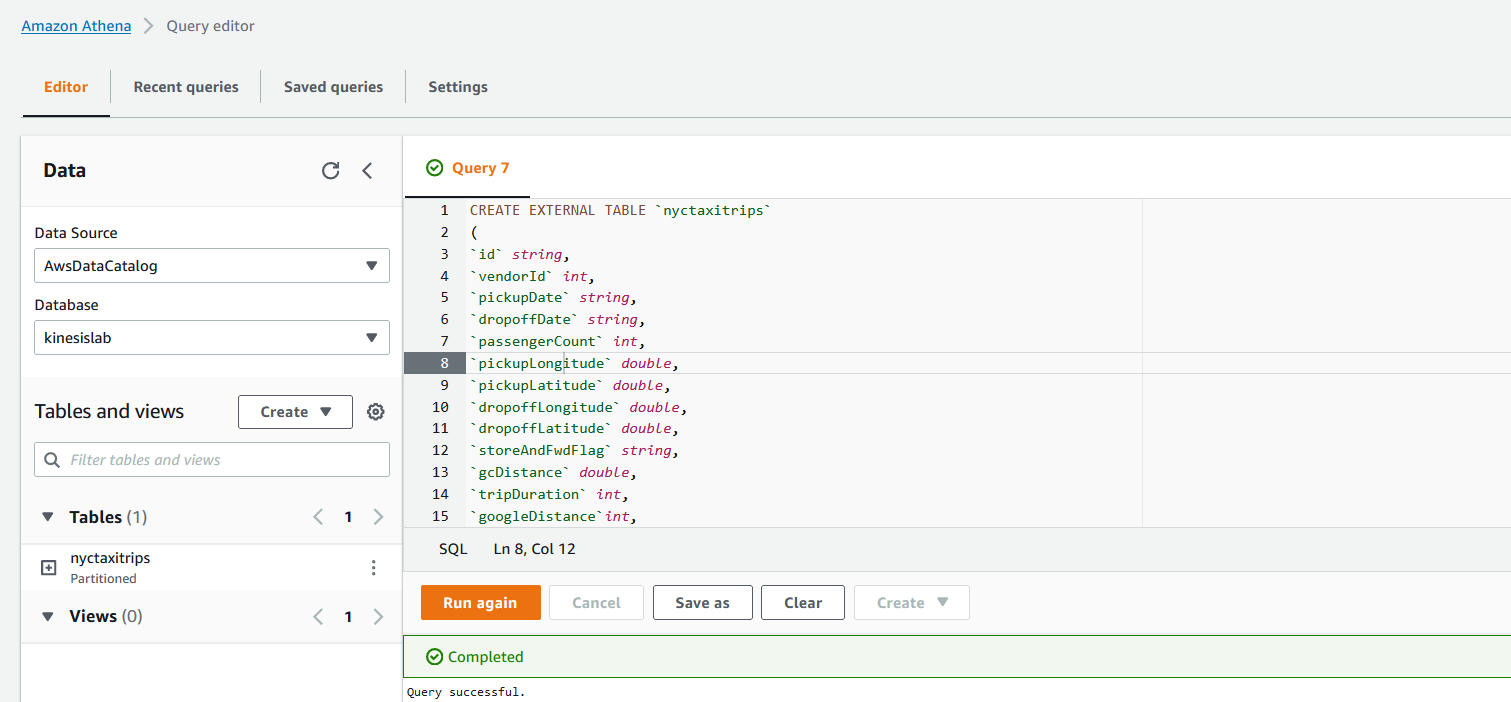 Create Glue Table - AWS Workshop